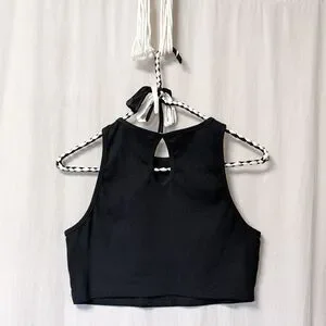 SHEIN | Tops | 325 Shein Rhinestoned Honey Black Tank Top With Keyhole ...